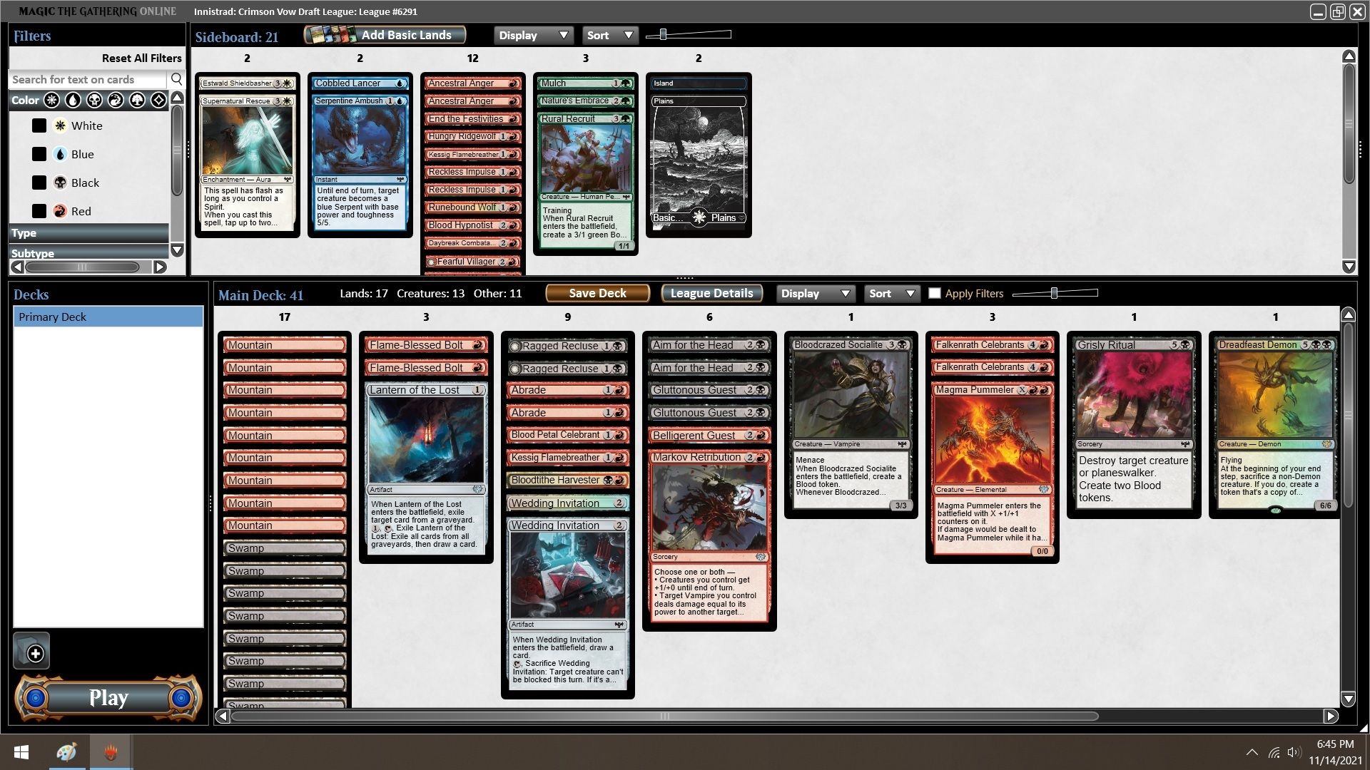 Reid Duke's Crimson Vow Limited Primer - Deep Dive | TCGplayer